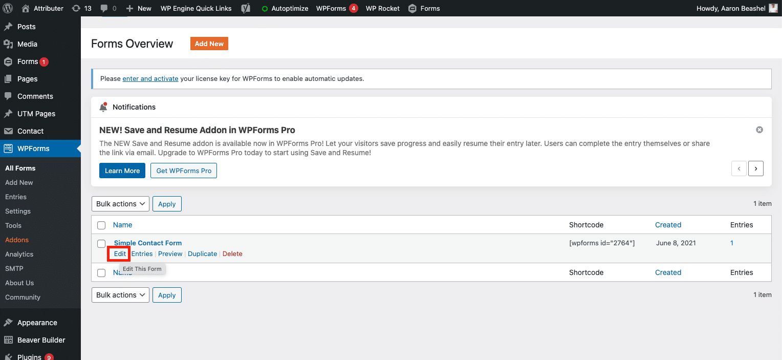 Adding hidden fields to WPForms | Attributer