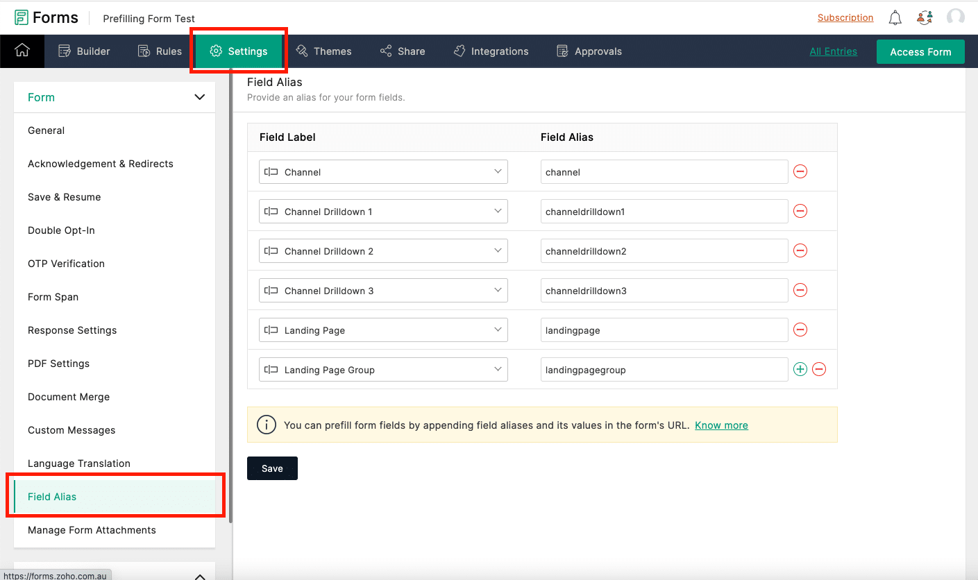 Add hidden fields to Zoho Forms | Attributer