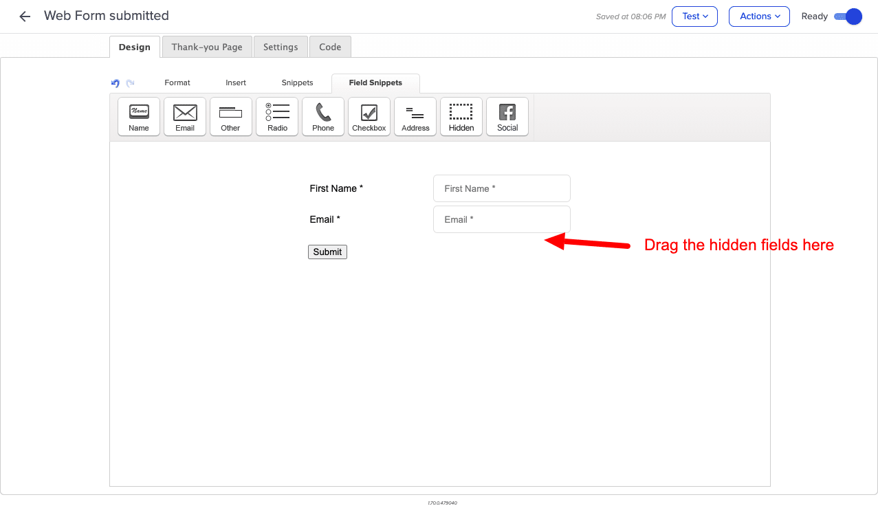 Add hidden fields to Keap forms | Attributer