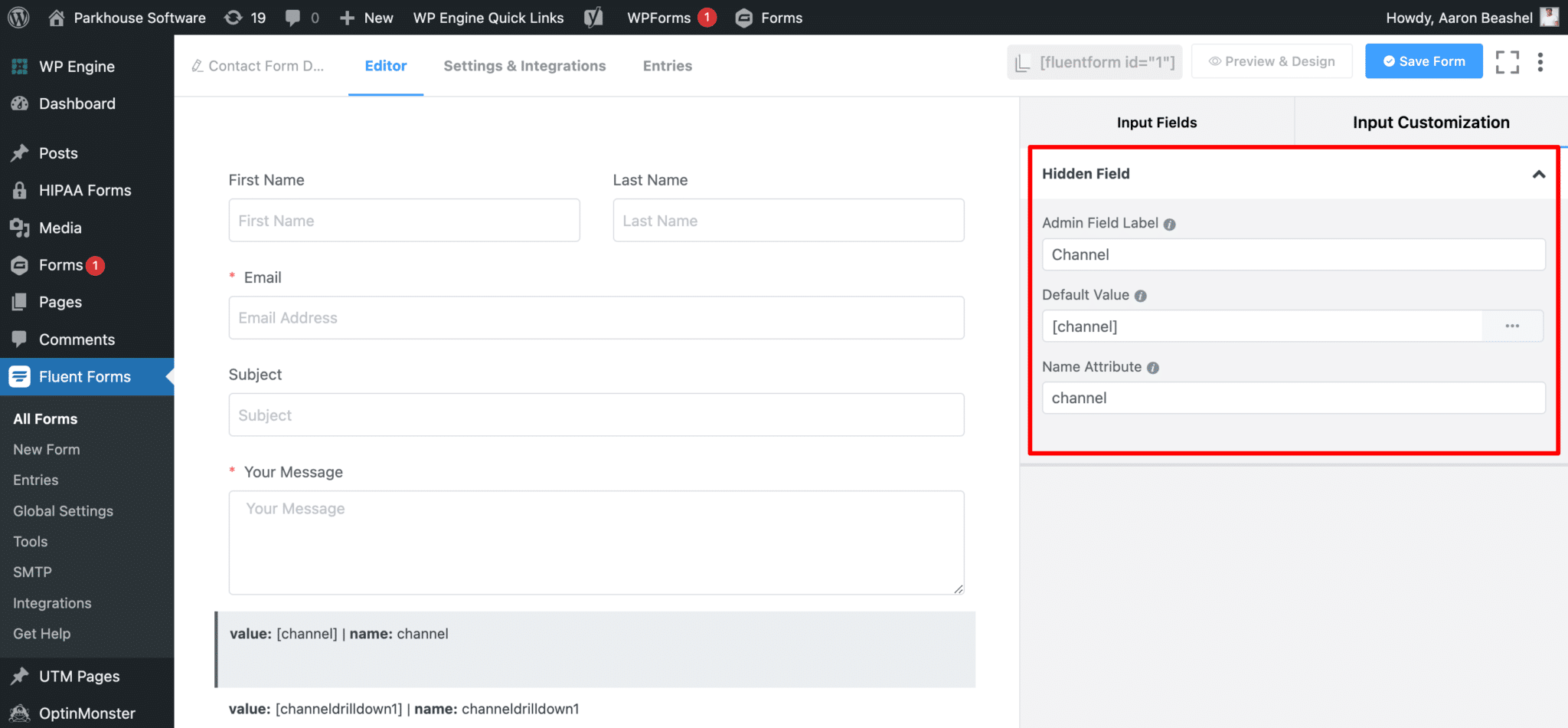 Add hidden fields to Fluent Forms | Attributer