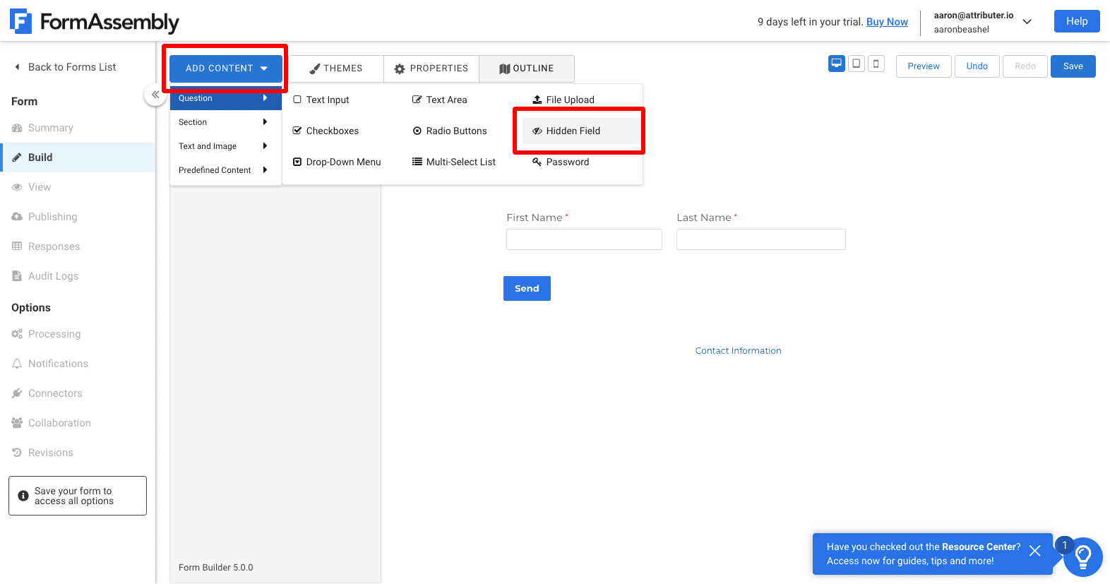 Add hidden fields to FormAssembly | Attributer