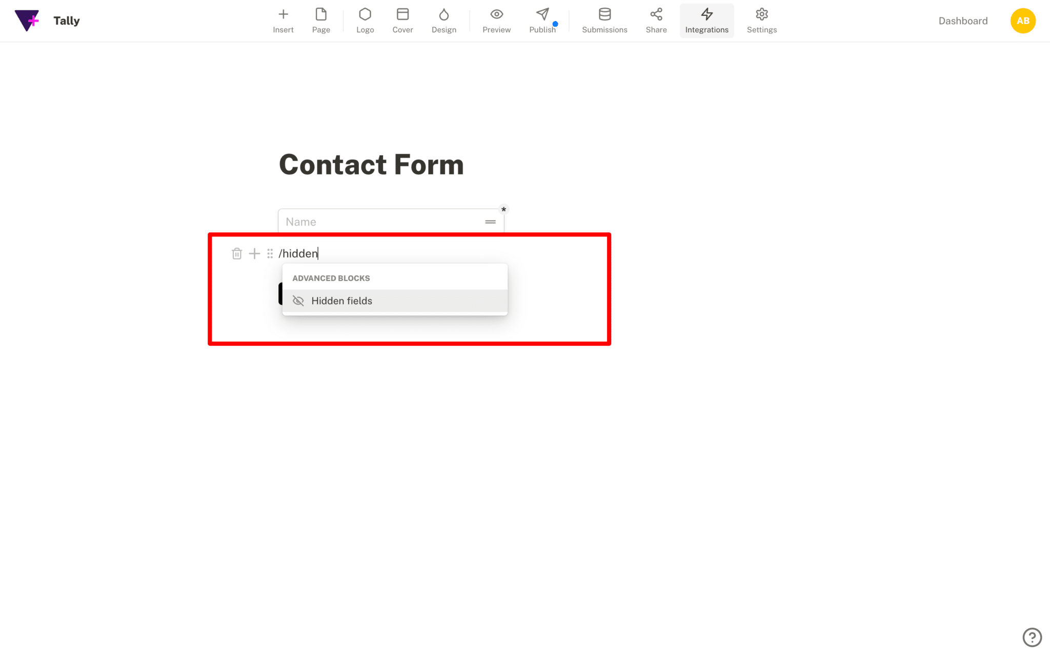 Add hidden fields to Tally Forms | Attributer