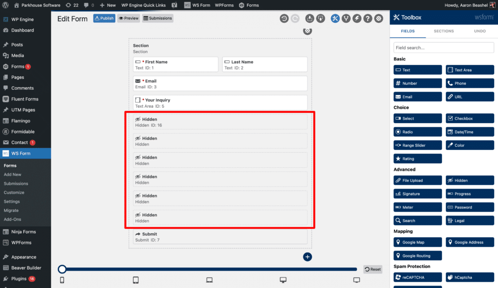 Add hidden fields to WS Forms | Attributer