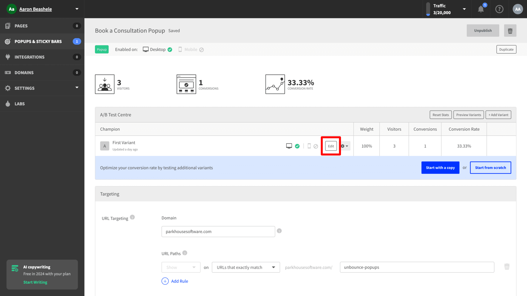 Add hidden fields to Unbounce popups | Attributer